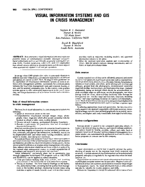 (PDF) Visual Information Systems and Gis in Crisis Management