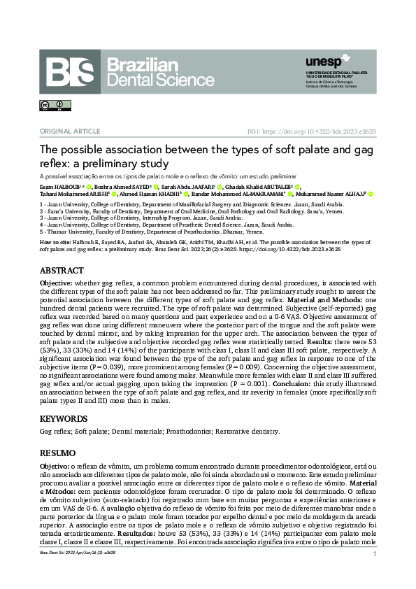 (PDF) The possible association between the types of soft palate and gag ...