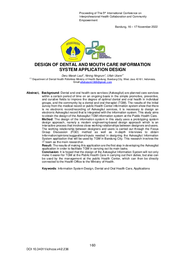 (PDF) Design of Dental and Mouth Care Information System Application Design
