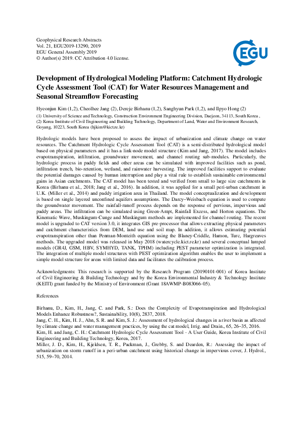 (PDF) Development of Hydrological Modeling Platform: Catchment ...