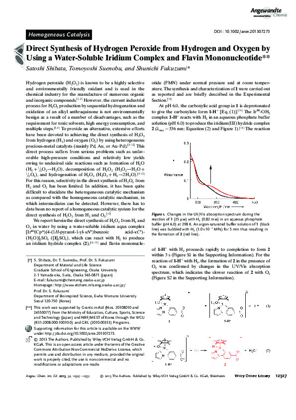 (PDF) Direct Synthesis of Hydrogen Peroxide from Hydrogen and Oxygen by ...