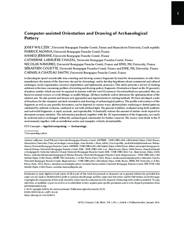 (PDF) Computer-Assisted Orientation and Drawing of Archaeological Pottery