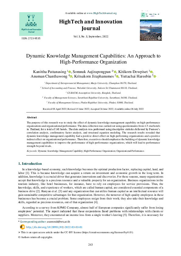(PDF) Dynamic Knowledge Management Capabilities: An Approach to High ...