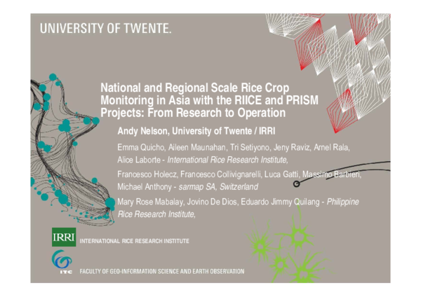 (PDF) National and Regional Scale Rice Crop Monitoring in Asia with the ...