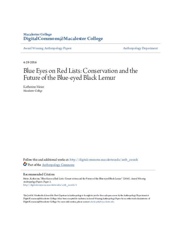 (PDF) Blue Eyes on Red Lists: Conservation and the Future of the Blue ...