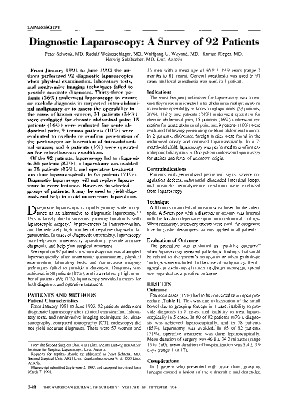 (PDF) Diagnostic laparoscopy: A survey of 92 patients