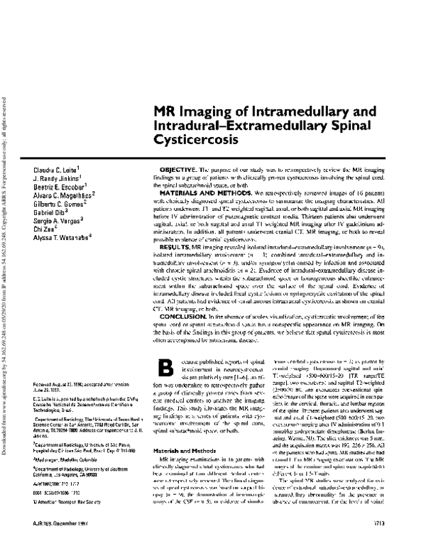 (PDF) MR imaging of intramedullary and intradural-extramedullary spinal ...