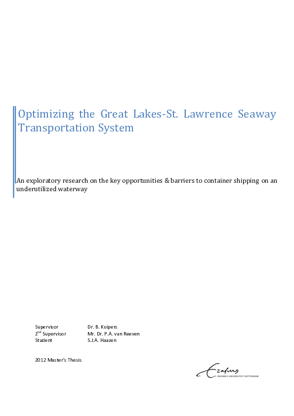 (PDF) Optimizing the Great Lakes-St. Lawrence Seaway Transportation System