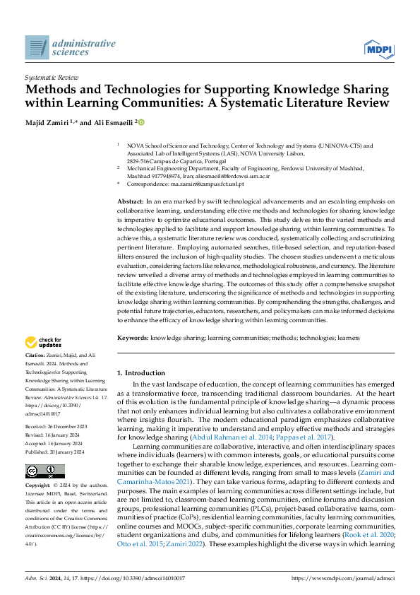 (PDF) Methods and Technologies for Supporting Knowledge Sharing within Learning Communities: A ...