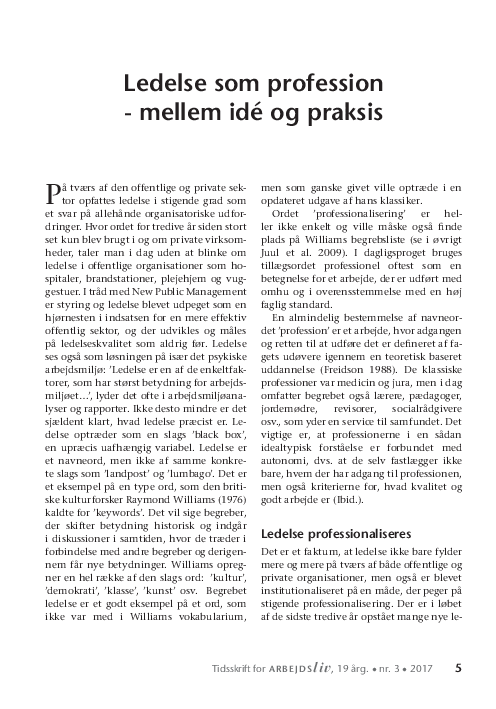 (PDF) Ledelse som profession - mellem idé og praksis