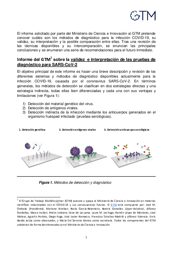 (PDF) Informe del GTM sobre la validez e interpretación de las pruebas de diagnóstico para SARS ...