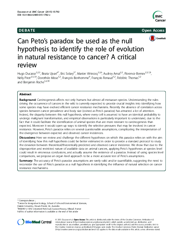 (PDF) Can Peto's paradox be used as the null hypothesis to identify the ...