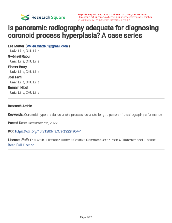 (PDF) Is panoramic radiography adequate for diagnosing coronoid process ...