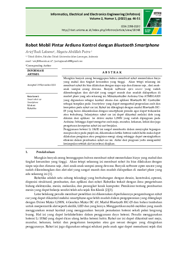(PDF) Robot Mobil Pintar Ardiuno Kontrol Dengan Bluetooth Smartphone