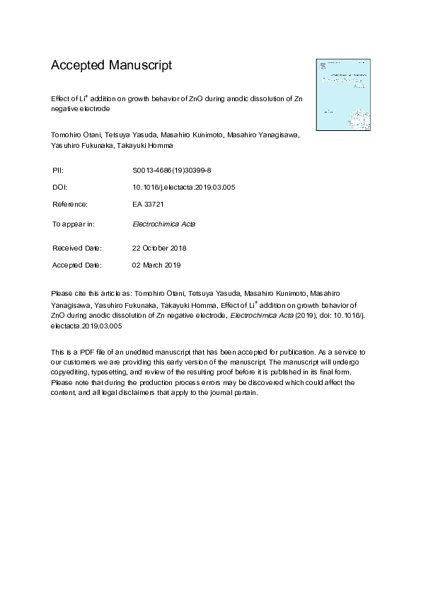 (PDF) Effect of Li+ addition on growth behavior of ZnO during anodic ...