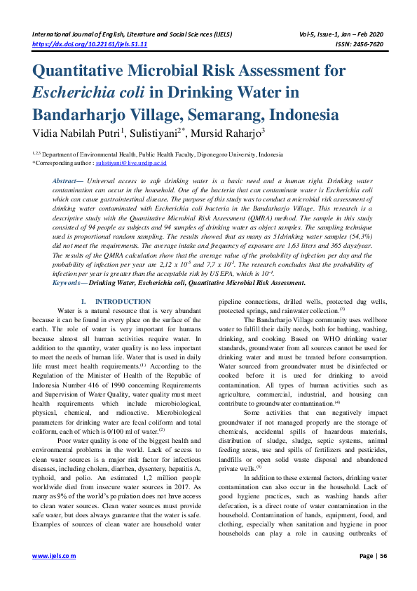 (PDF) Quantitative Microbial Risk Assessment for Escherichia coli in ...