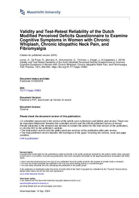 (PDF) Validity and Test-Retest Reliability of the Dutch Modified ...
