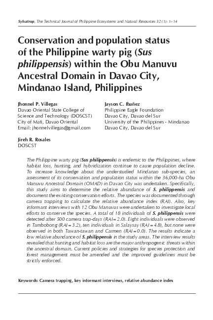(PDF) Conservation and population status of the Philippine warty pig ...