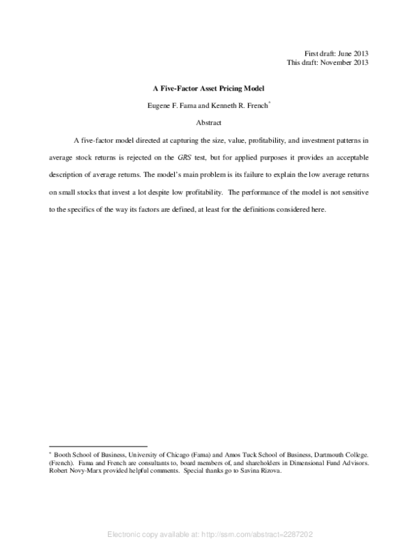 (PDF) A five-factor asset pricing model