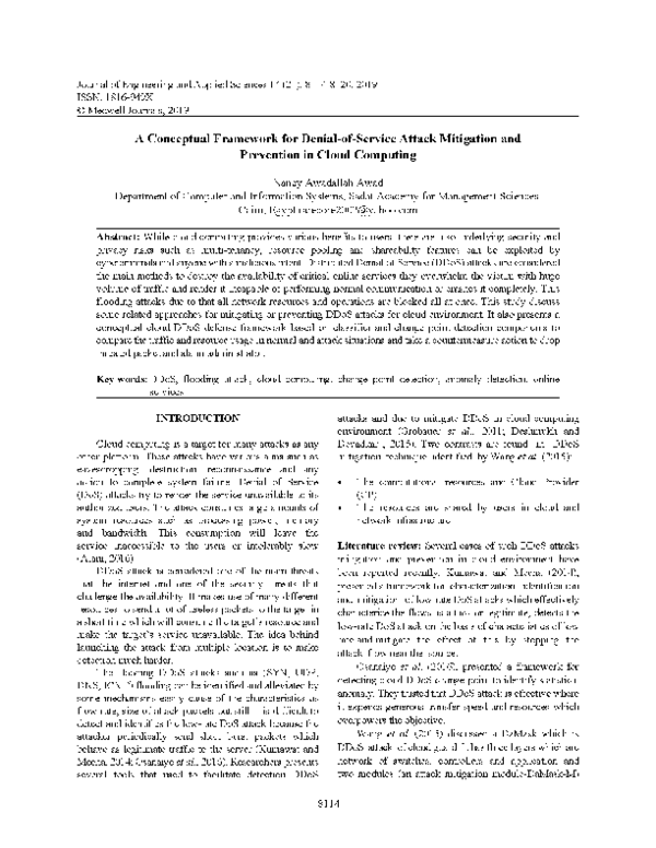 (PDF) A Conceptual Framework for Denial-of-Service Attack Mitigation and Prevention in Cloud ...