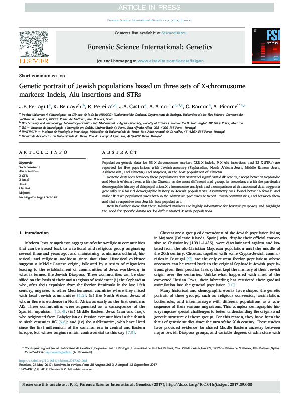 (PDF) Genetic portrait of Jewish populations based on three sets of X ...