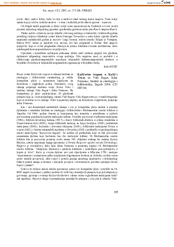 (PDF) Kačićevim tragom = Kačić\u27s Trace, ur. Vido Bagur, Jakša Primorac, Institut za ...