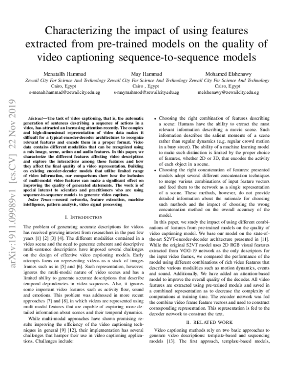 (PDF) Characterizing the impact of using features extracted from pre-trained models on the ...