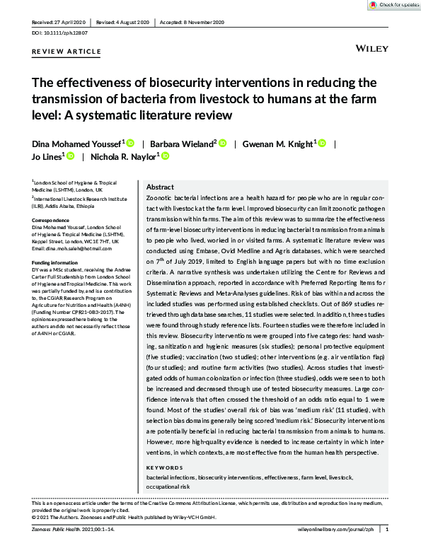 (PDF) The effectiveness of biosecurity interventions in reducing the ...