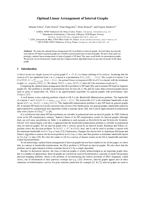 (PDF) Optimal Linear Arrangement of Interval Graphs