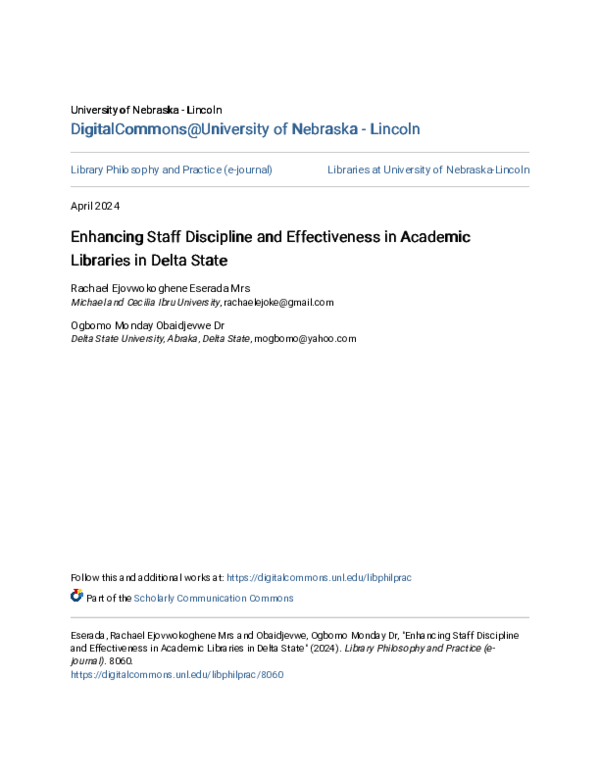 (PDF) Enhancing Staff Discipline and Effectiveness in Academic ...