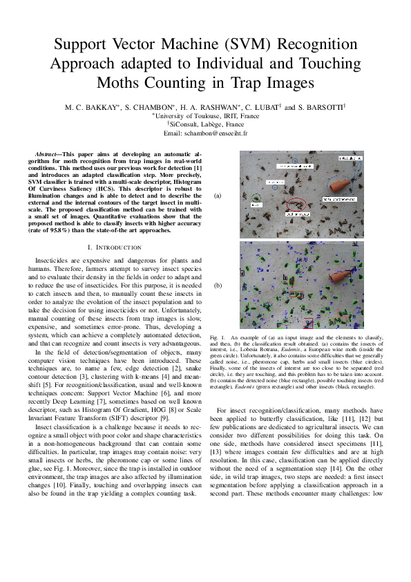 (PDF) Support Vector Machine (SVM) Recognition Approach adapted to Individual and Touching Moths ...