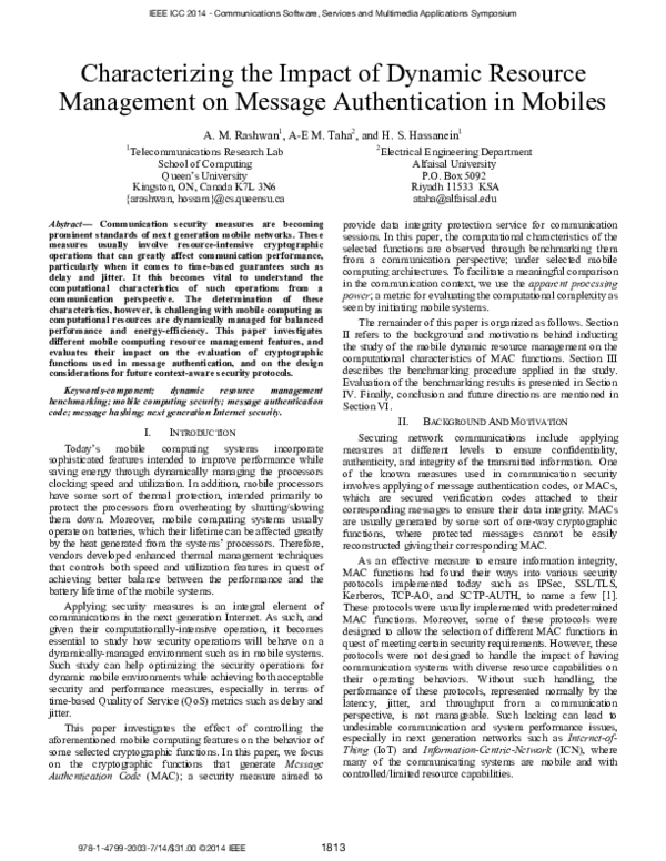 (PDF) Characterizing the impact of dynamic resource management on message authentication in mobiles