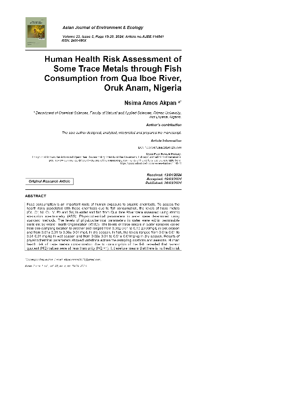 (PDF) View of Human Health Risk Assessment