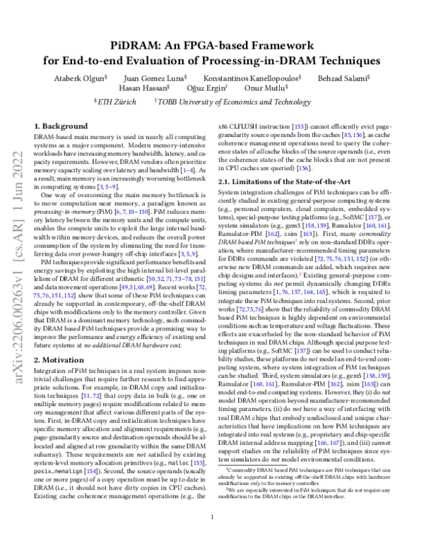 (PDF) PiDRAM: An FPGA-based Framework for End-to-end Evaluation of Processing-in-DRAM Techniques ...