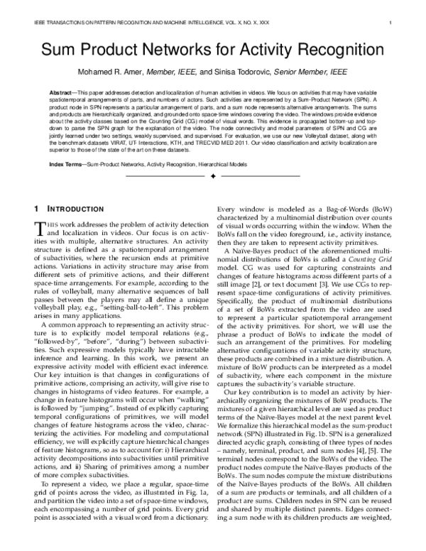 Pdf Sum Product Networks For Activity Recognition
