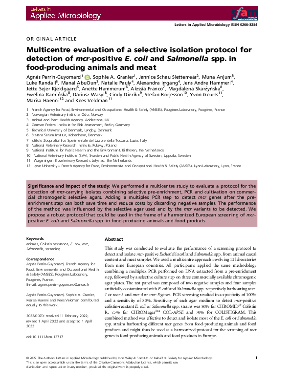 (PDF) Multicentre evaluation of a selective isolation protocol for ...