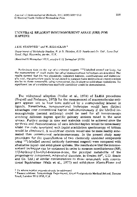 (PDF) Universal reagent immunosorbent assay (URI) for haptens