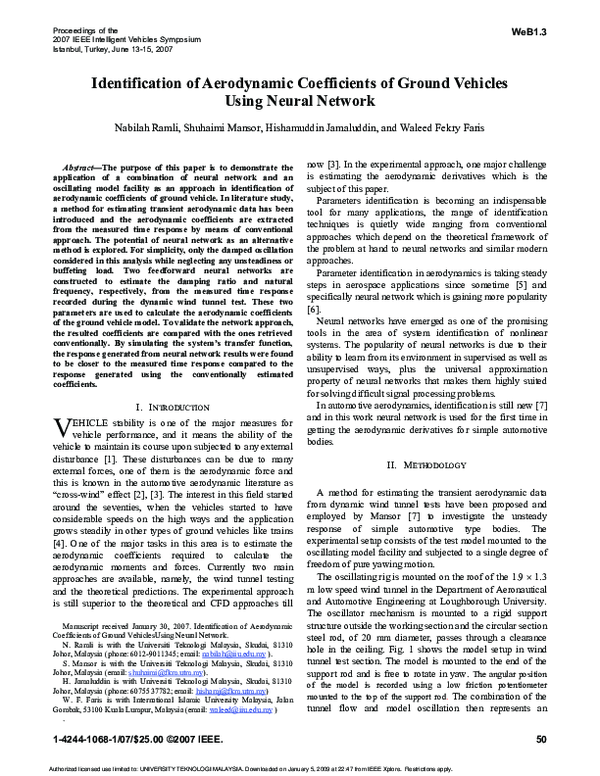 (PDF) Identification of Aerodynamic Coefficients of Ground Vehicles Using Neural Network