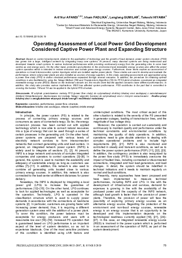 (PDF) Operating Assessment of Local Power Grid Development Considered ...