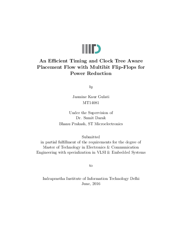 (PDF) An Efficient Timing and Clock Tree Aware Placement Flow with Multibit Flip-Flops for Power ...