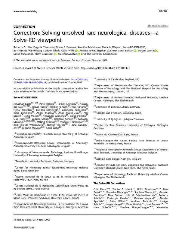 (PDF) Correction: Solving unsolved rare neurological diseases—a Solve ...