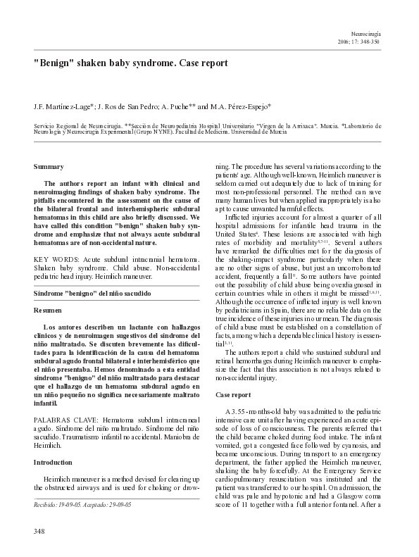 (PDF) Benign" shaken baby syndrome: Case report