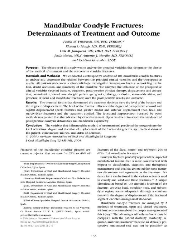 (PDF) Mandibular condyle fractures: determinants of treatment and ...