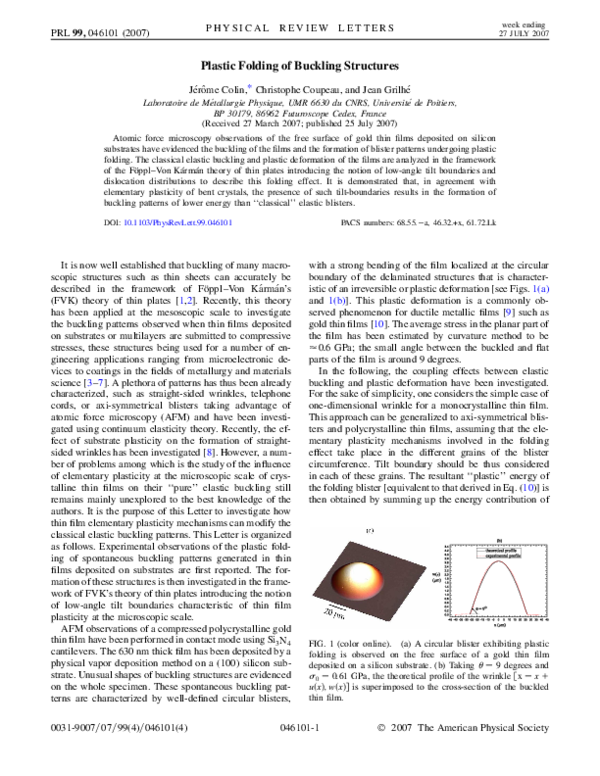 (PDF) Plastic Folding of Buckling Structures
