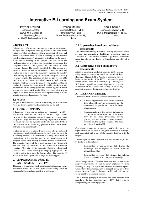 (PDF) Interactive E-Learning and Exam System