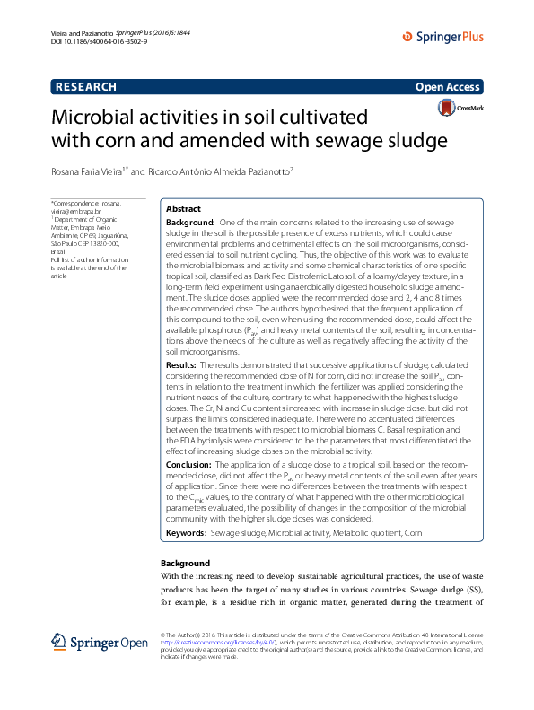 (PDF) Soil Microbial Activities with Sewage Sludge