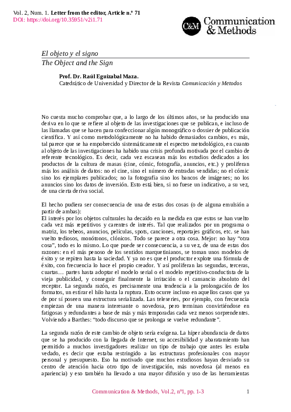 (PDF) El objeto y el signo
