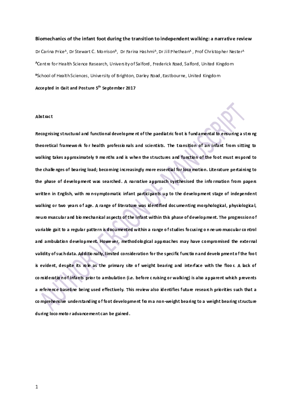 (PDF) Biomechanics of the infant foot during the transition to ...