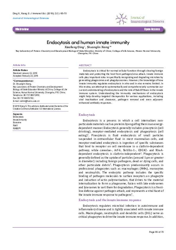 Endocytosis and human innate immunity
