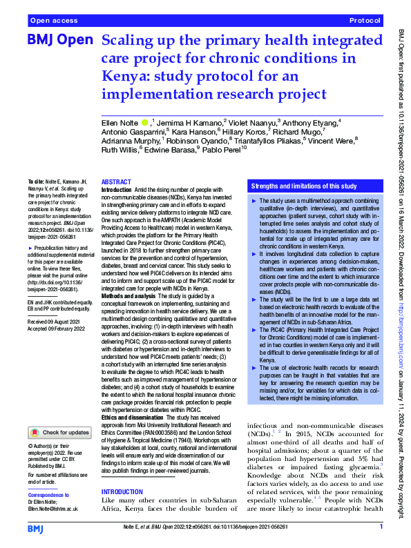 (PDF) Scaling up the primary health integrated care project for chronic ...